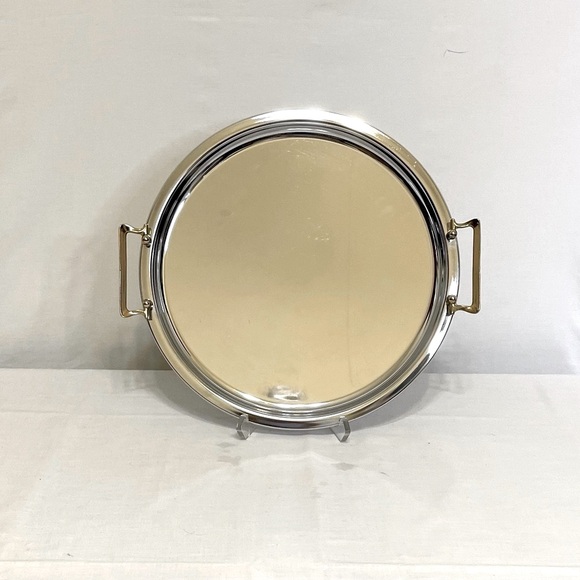 Kromex | Dining | Kromex Mcm Classic Round Serving Tray With Gold Tone ...